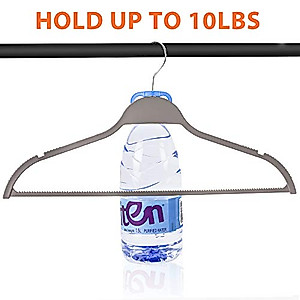 ELONG HOME Grey Plastic Thin Hangers for Clothes, 28 Pack Upgraded Rubberized Hangers Non Slip, Durable Slim Clothing Notches Hangers, 17.7 Inches Wide for Adults Clothes