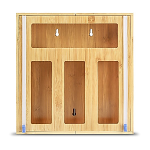 shuang qing Expandable Ziplock Bag Organizer, 6-in-1 Bamboo Food Storage Bag Organizer, for Kitchen Drawer 19.5" X 13.1" X 2.9"