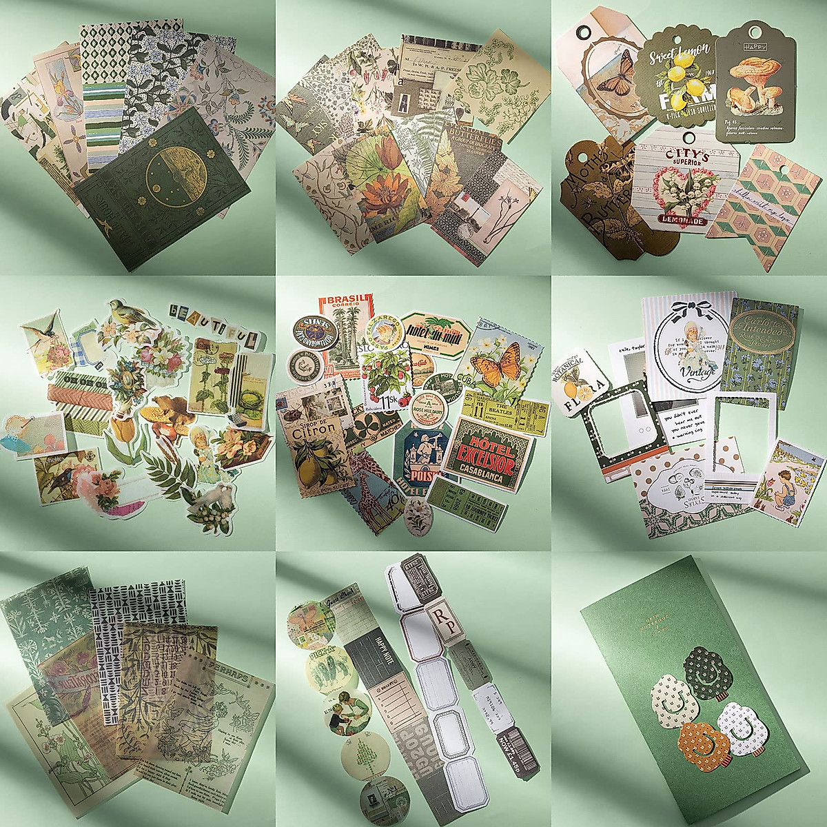 YagCu Aesthetic Scrapbook Kit, Junk Journal Scrapbooking Supplies, Vintage Journaling Set Bullet Journals Material, Large Collection for Teen Girls Women Adults Beginners, Arts Craft Ephemera