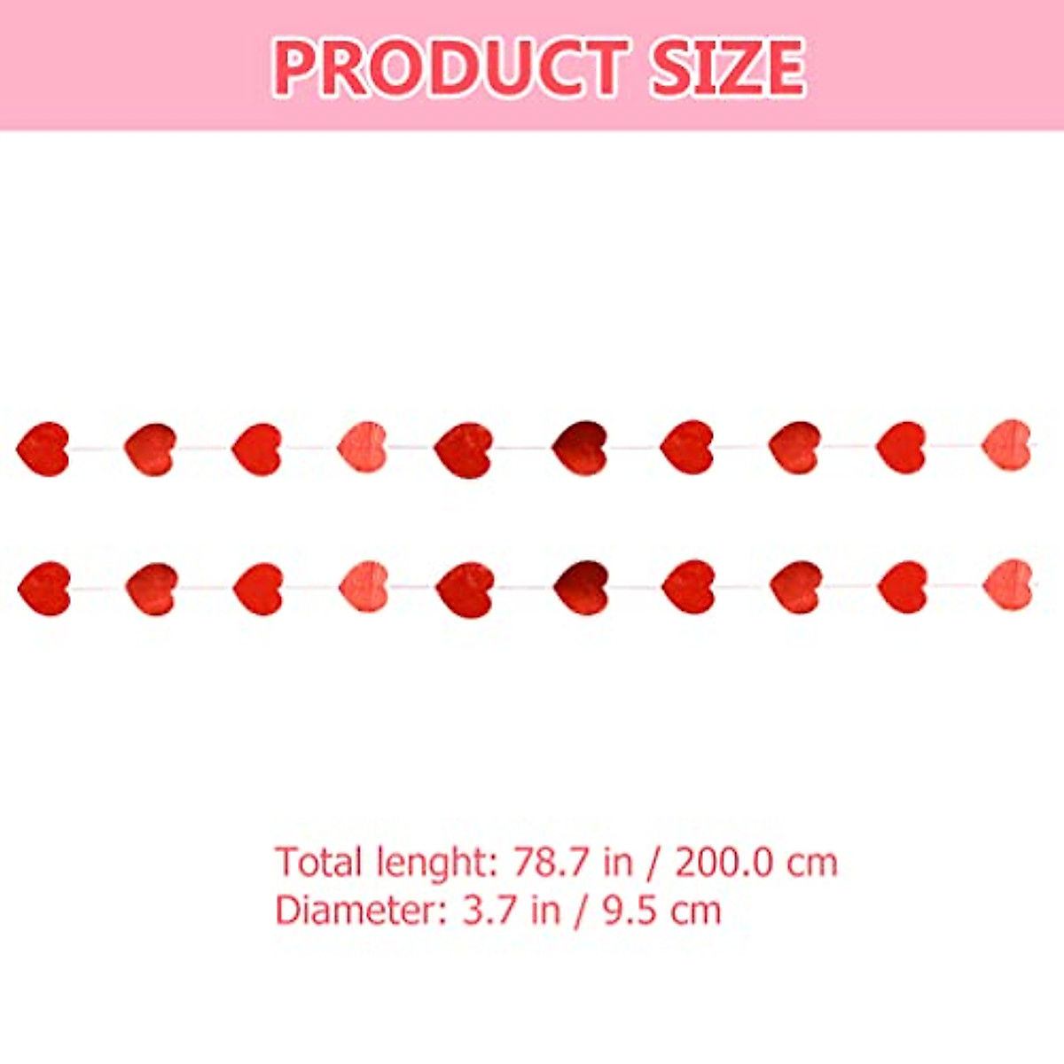 Gadpiparty 2 Sets Red Heart Paper Garland Love Heart Banner Garland Wedding Love Hanging Garlands Anniversary Streamer Banner for Valentines Day Hanging Decorations