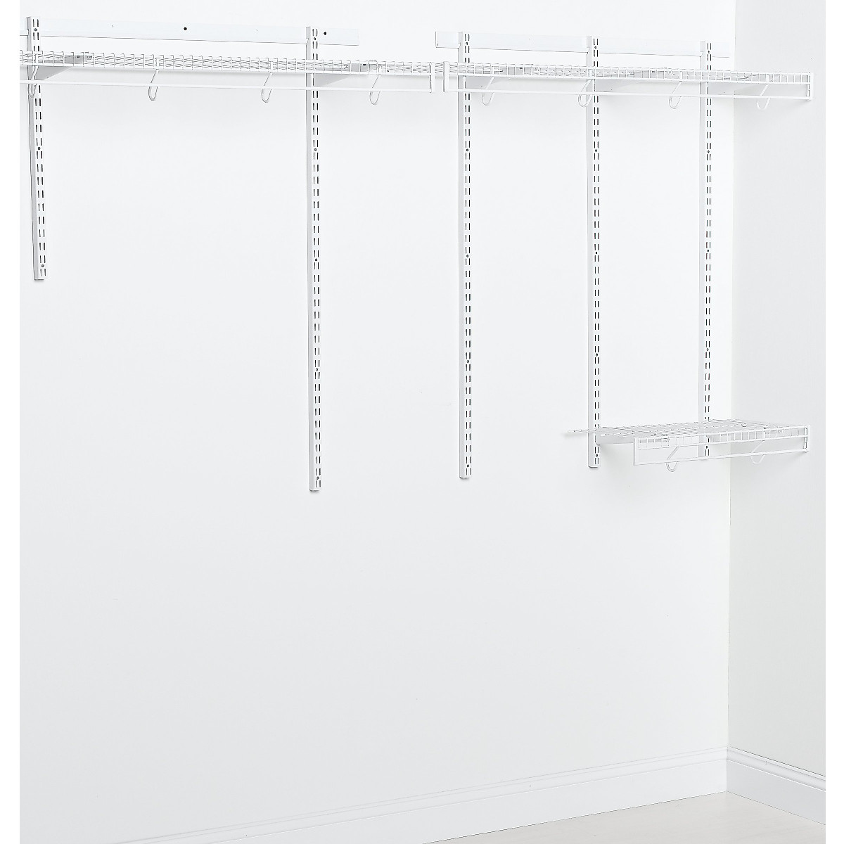 Rubbermaid FastTrack FreeSlide Expandable Closet Organizer, 4 to 8 foot, White, for Clothes/Shoes/Hats