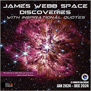 RED EMBER James Webb Space Telescope 2023 Hangable Monthly Wall Calendar |12" x 24" Open | Thick & Sturdy Paper | Giftable | Outer Space Universe NASA