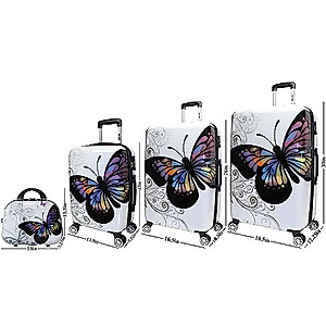 World Traveler Butterfly Luggage, 4-Piece Set