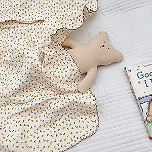 BuLuTu Cotton 4 Layers Muslin Kids Blanket with Sweet Daisy Flowers Baby Crib Nursery Throw Blanket Cradle Thin Quilt for Boys,Girls,Toddler Breathable, Durable Security Blanket 47x51’’