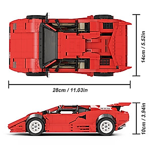 VONADO Supercar LP5000 QV Building Block Set, Race Car Building Kit and Engineering Toys, Building Project for Adults Collectible Models, Creative Gifts for Kids and Adults(1308PCS, Red)
