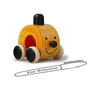 Handmade Wooden Cute Push Toy Made Using Natural Colors for Toddlers 1 Year Old and up, Helps in Early Education and Development | MOEE by Maya Organic (RED)