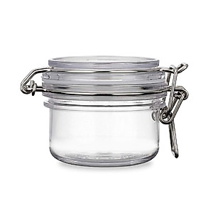 2Pcs 4 Oz/120ml Clear Round Plastic Home Kitchen Storage Sealed Jar Bottles with Leak Proof Rubber and Hinged Lid for Herbs, Spices, Candy, Gift, Arts and Crafts Storage Multi-purpose Container