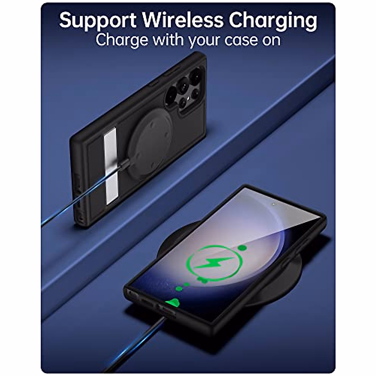 MonsGary Designed for Samsung Galaxy S23 Ultra Case with Stand [3 Kickstand Ways] [Military Shockproof Protection] Hard PC Back & Soft TPU Edge Phone Cover 6.8'' Mystic Black