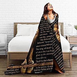 BUUGVIIL Bible Verse Blanket Biblical Gifts for Women Christian Gifts Lion Prayer Religious Throw Blankets for Couch Sofa Bed Warm Gifts 50X60 Inch