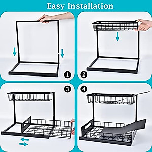REALINN Under Sink Organizer and Storage, 2 Pack Pull Out Cabinet Organizer Slide Out Sink Shelf Cabinet Storage Shelves, Under Sink Storage for Kitchen Bathroom Cabinet
