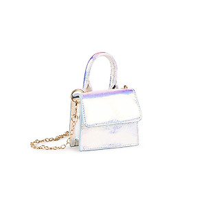 Olivia Miller Women's Faux Crocodile Leather Ivory Iridescent Mini Shoulder Bag Crossbody Purse Handbag