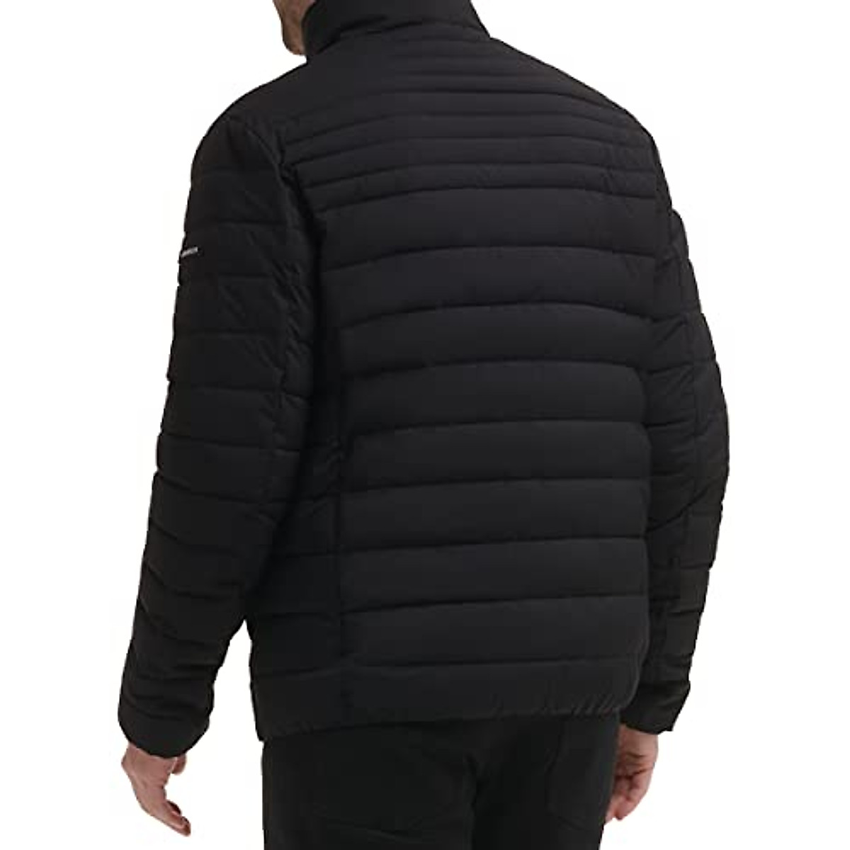Calvin Klein Men's Lightweight Water Resistant Packable Down Puffer Jacket (Standard and Big & Tall), Black Stretch, Medium