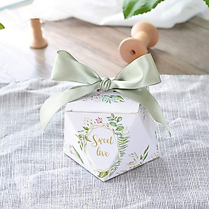 lovecabin Diamond Shape Green Forest Style Candy Boxes Wedding Favors Bomboniere Paper Party Chocolate Gift Box 50pcs Christmas Decorations Thanks 100 Piece Set