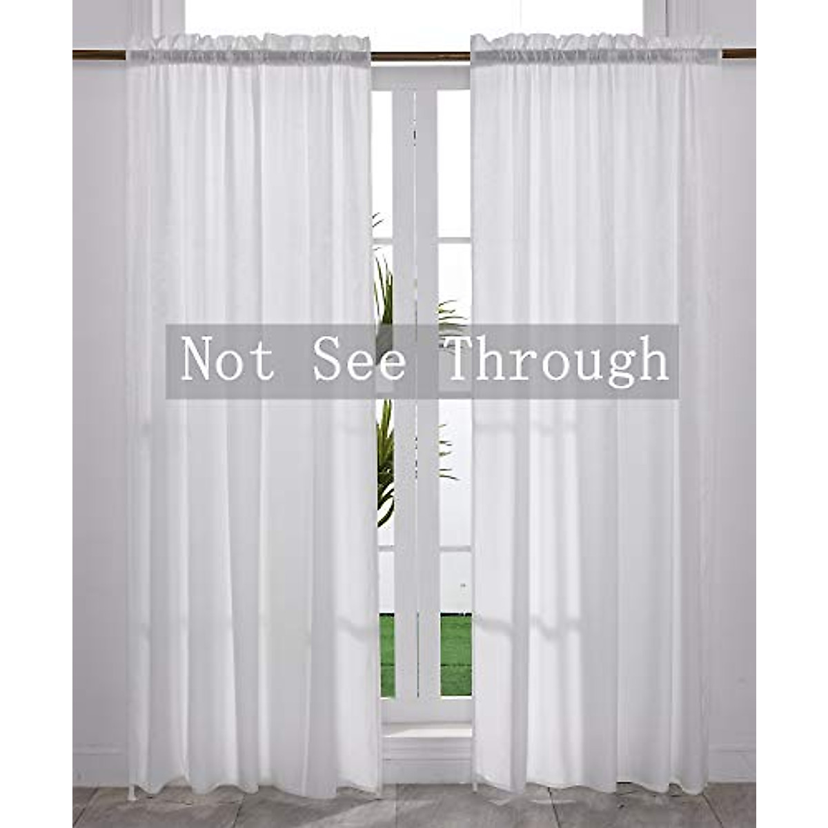 Yancorp Non-See-Through Velvet Opaque Privacy Curtains 2 Panels Drapes for Living Room Bedroom Doorway Divider Semi Sheer Curtain White 45 inches Kitchen Window Panels (White, W33 xL45)