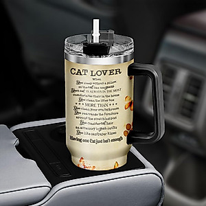 99OWL Funny Adults Tumblers Yellow For Women Insulated Coffee Brown Handle Cup Butterfly Cute Lovers Cups, Cat Gifts, Tumbler 40 Oz With Handle Lid And Straw, Cat Paw Lover