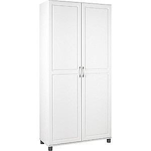 SystemBuild Kendall 36" Utility Storage Cabinet - White & Kendall 16" Utility Storage Cabinet - White