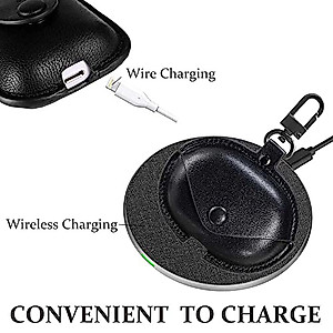 VOMA Leather Case for New Beats Studio Buds Case 2021, Full-Body Soft Shell Protective Leather Case Cover with Keychain Compatible with Apple Beats Studio Buds Charging Case Black