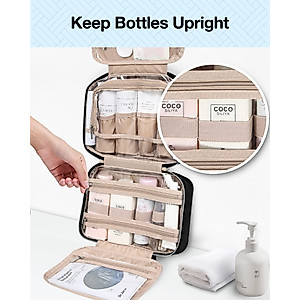 BAGSMART Toiletry Bag Hanging Travel Makeup Organizer with TSA Approved Transparent Cosmetic Bag Makeup Bag for Full Sized Toiletries, Large-Blck