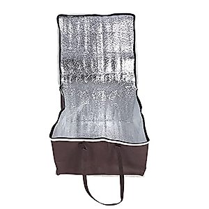 Insulated Food Delivery Bags Grocery Pizza Tote Bag Aluminum Foil Pouch Foldable Heavy Duty Storage Container for Hot and Cold Food Restaurants Catering (Coffee), 44x44cm (4117DMUO48VM917K6OYE)