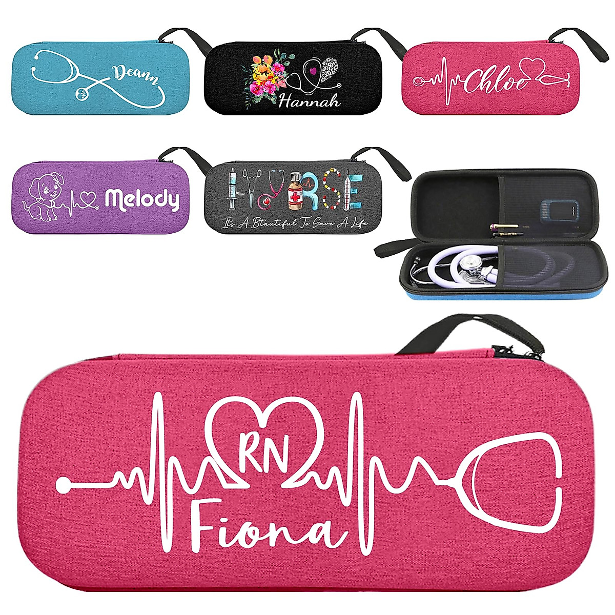 Personalized Stethoscope Case Custom Stethoscope Holder Case Name Hard Travel Carrying Lightweight Storage with Mesh Pocket Customized Nurses Gift for Nurse Doctor Medical Assistant