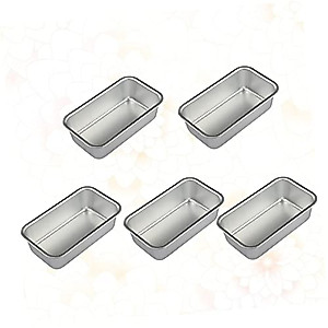 UPKOCH 5pcs Mini Loaf Pans with Lids Cupcake Mold Spring Stencils Steel Loaf Pan Baking Loaf Bread Tray Kitchen Supplies Household Baking Plate Non Stick Pan Toast Small Bread Silver Oven