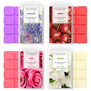 LA BELLEFÉE Wax Melts Wax Cubes, Natural Soy Wax Cubes Candle Melts, Scented Wax Melts for Wax Warmer Valentines Day Gifts Decor, Floral of Rose, Lavender, Jasmine, Cherry for Spa Relaxing, Bath, Yoga