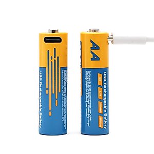 SZEMPTY Lithium 1.5V Rechargeable Batteries AA, Li-ion USB AA Battery 2600mWh with 2 in 1 Type C Charging Cable,Quick Charge in 2 Hours, Pack of 2