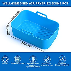 Air Fryer Silicone Liners - 2Pcs Reusable Silicone Pot for Ninja Foodi DZ201/DZ401 Dualzone Air Fryer, Oven Insert Silicone Bowl, Replacement of Parchment Paper Liners, Non Stick Basket Accessories