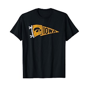 Iowa Hawkeyes Pennant Vintage Black Officially Licensed T-Shirt