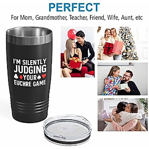 Flairy Land Euchre Stainless Tumbler Black 20oz - Jdwging - Gift for Euchre Card Game Set Score Keepers Lovers Player Party Supplies