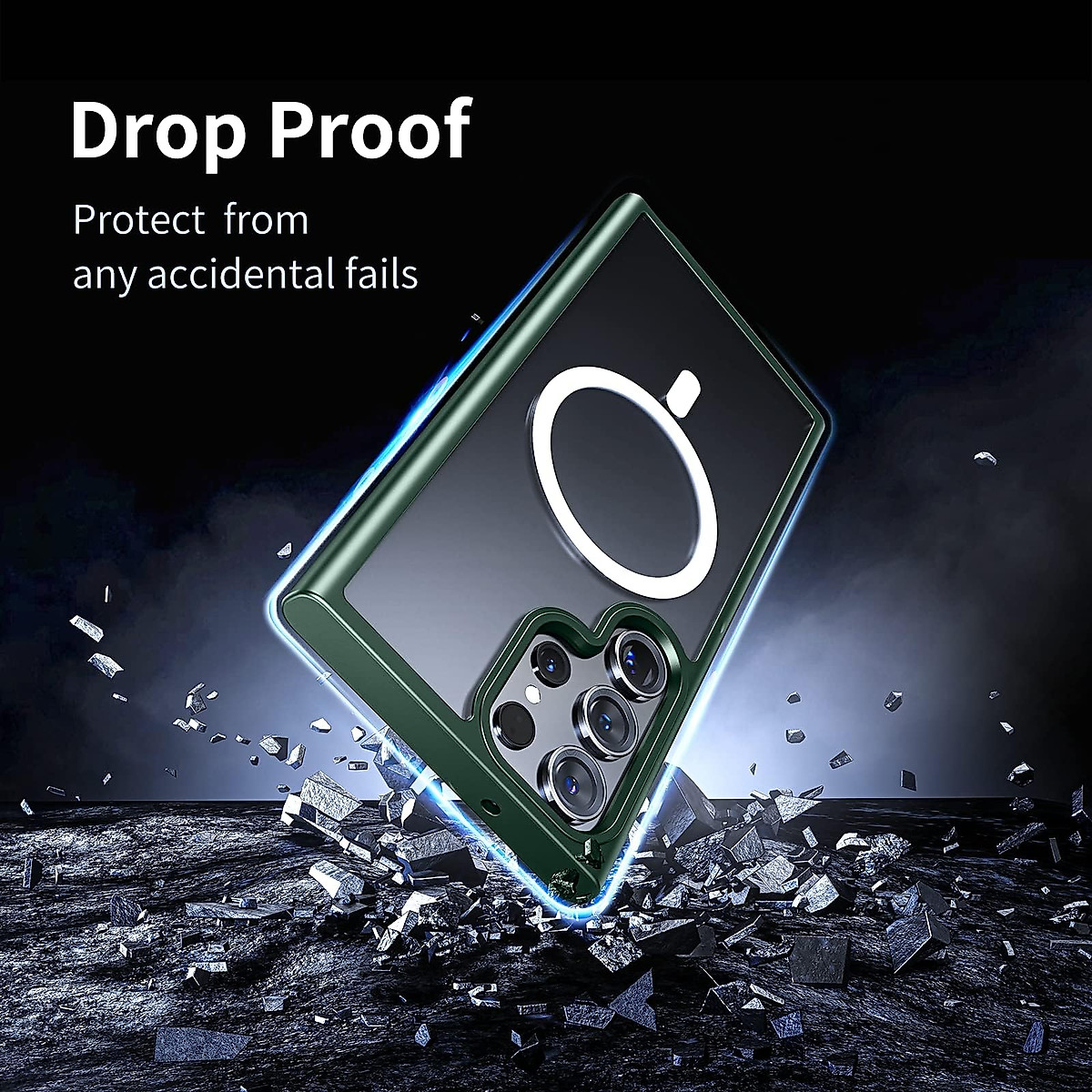 ANNGELAS for Samsung Galaxy S23 Ultra Mag-safe Case,Slim Shockproof Protective Cover with Magnetic,Frosted Hard Back Soft Silicone TPU Bumper Phone Case Compatible Galaxy S23 Ultra 6.8inch,Matte Green