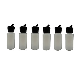 Natural Farms 1 oz Plastic Black Flip Top Pour Spout Bottles - 6 Pack - for Essential Oils, Perfumes, Lotions