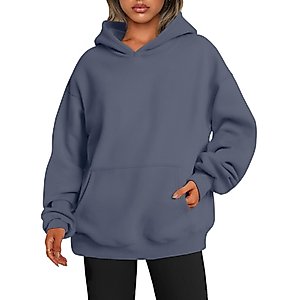 EFAN Womens Hoodies Oversized Sweatshirts Pullover Fleece Sweaters Long Sleeve Winter Fall Outfits Fashion Y2k Clothes GreyBlue S