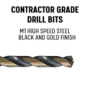 Drill America 37/64" Reduced Shank High Speed Steel Black & Gold Contractor Drill Bit with 3-Flat 1/2" Shank, KFD3F Series