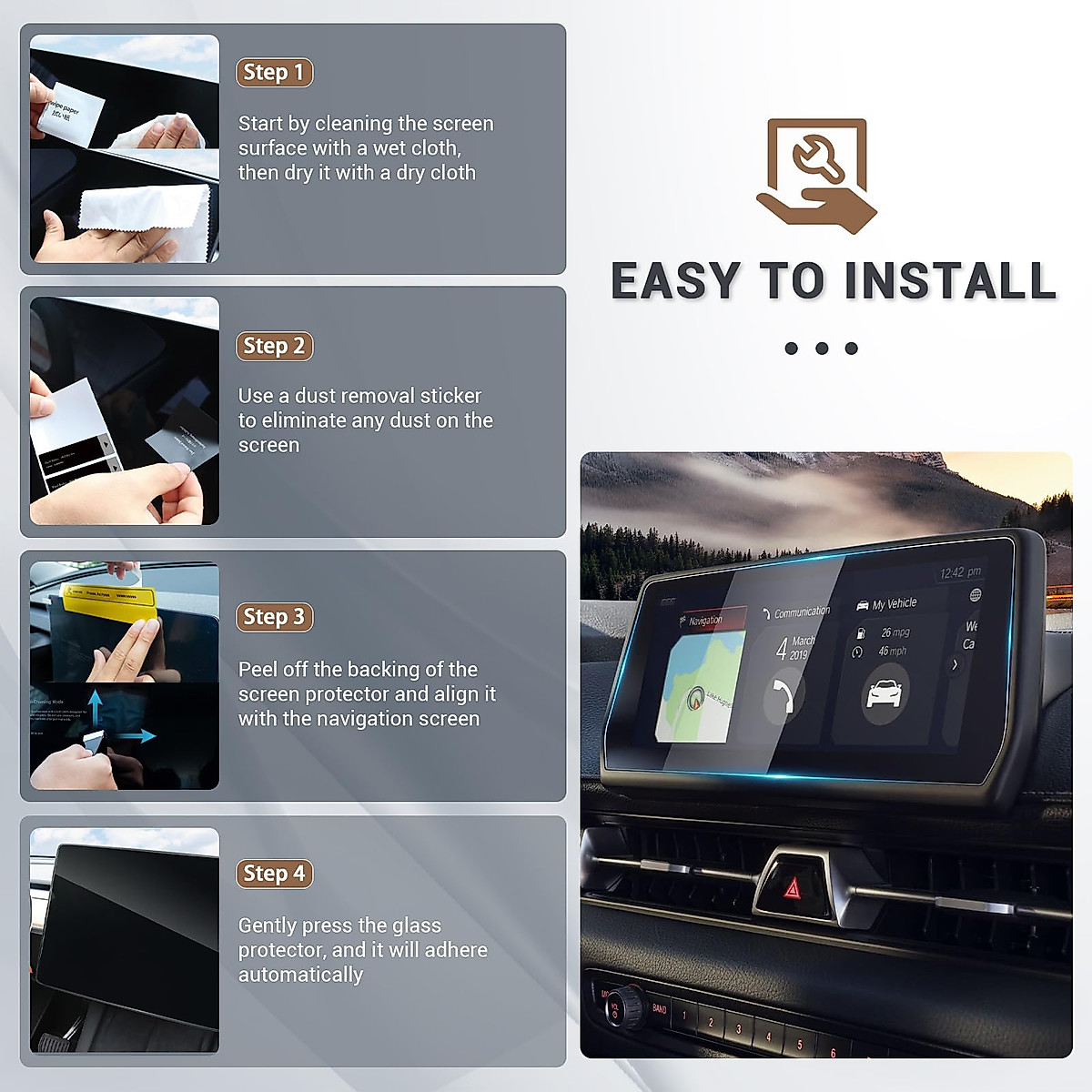 YEE PIN Supra Screen Protector for Toyota Supra GR A90 A91 MK5 2019-2024 MK5 Supra Screen Protector Tempered Glass HD Clear 8.8In