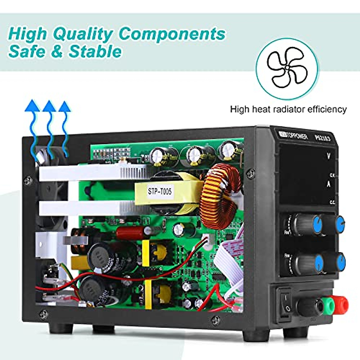 DC Power Supply Variable 3 Digital（35V 5A) CC/CV Mode Single-Output 110V with Alligator to Banana Test Lead,Test Hook Clips, Tweezers for for DIY Electronics Testing, Repairing& Researching