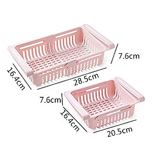 Adjustable Drawer for Fridge Kitchen Organizer Adjustable Kitchen Refrigerator Storage Rack Fridge Freezer Shelf Holder Pull-Out Drawer Space