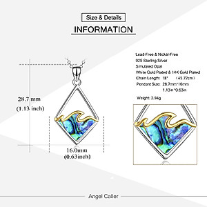 YAFEINI Sterling Silver Ocean Wave Necklace Abalone Shell Wave Pendant Ocean Jewelry Beach Gifts for Women
