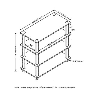 Furinno Turn-S-Tube 4-Tier Shoe Rack, Amber Pine/Black