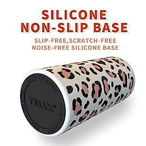 TILUCK Skinny Can Cooler for Slim Beer & Hard Seltzer, Stainless Steel, Doucle-Walled Stainless Steel Insulated Slim Cans, Standard 12 oz (Leopard Print)