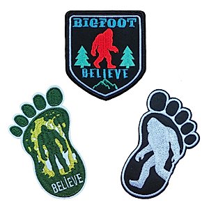 KLORIZ Bigfoot in The Woods Embroidered Iron On Sew On Patches Sasquatch Believe Jacket Backpack Applique