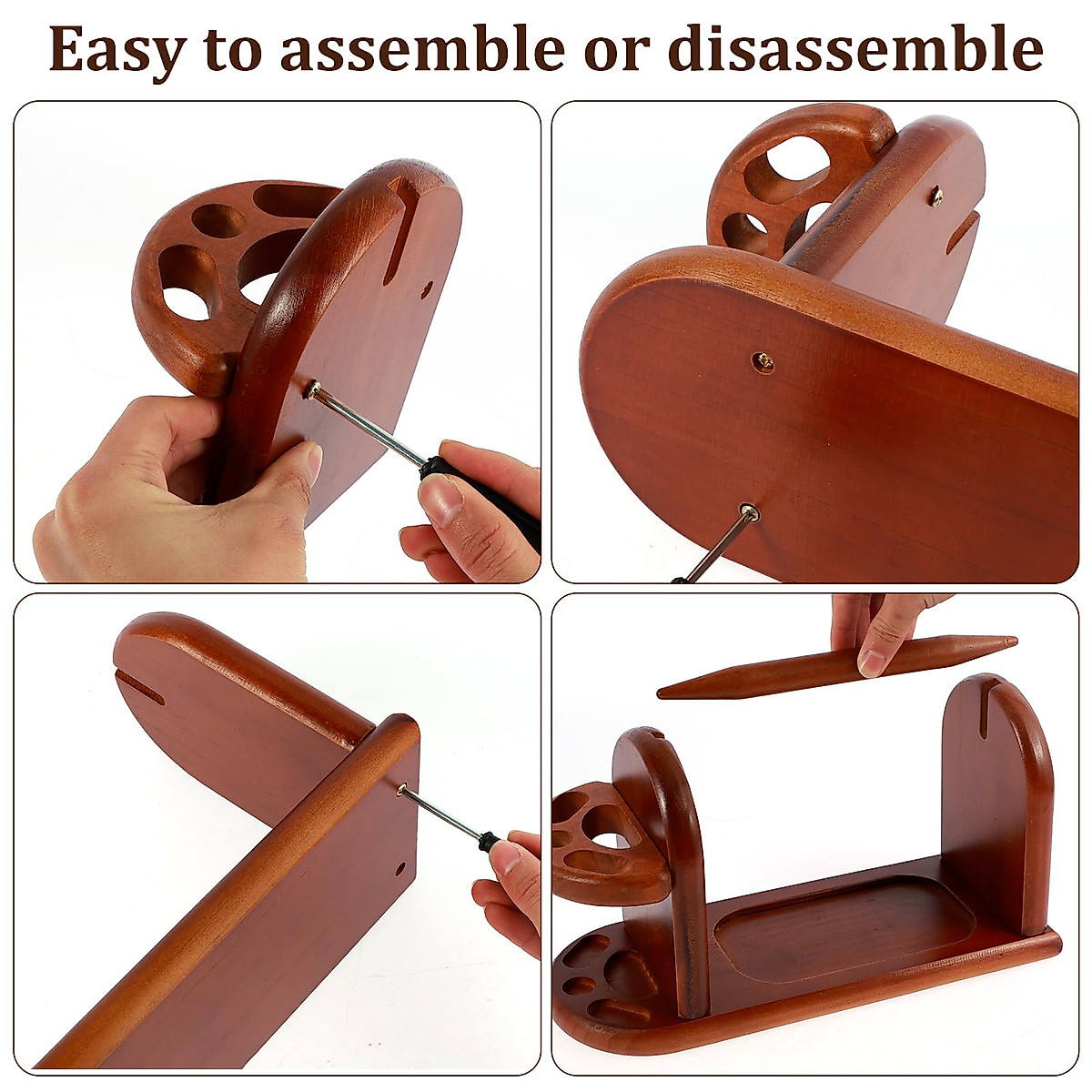 Wooden Yarn Ball Holder Knitting Crochet Yarn Rack Stand with Slots Horizontal Yarn Spinner Yarn Holder Stable Yarn Ball Dispenser Wood Yarn Spinner Holder for Crochet and Knitting