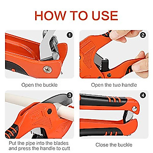 AIRAJ PVC Pipe Cutter to Cutting 1-5/8' (42mm) PEX,PVC,PPR Plastic Pipes,Ratcheting PVC Pipe Cutter with SK5 Steel Blade & Ergonomic Handle,Plastic PVC Cutter Suitable for Home Working and Plumber