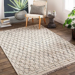 Hauteloom Husum Wool Living Room, Bedroom Area Rug - Bohemian, Transitional - Cream, Mustard, Medium Brown - 8' x 10'