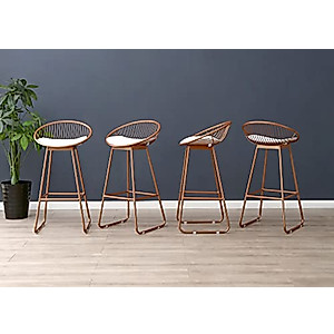 Kirpi Bar Stools Set of 4, Rose Gold Bar Height Bar Chairs 30" Seat, Kitchen Island Barstools Metal, Modern High Counter Stools with White Seat Cushion (4, Rose Gold)