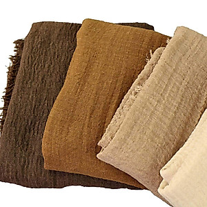 XRDSS Summer Cotton Blend Crinkle Vintage Soft Scarf with Fringed Edges 35" × 70" (White)