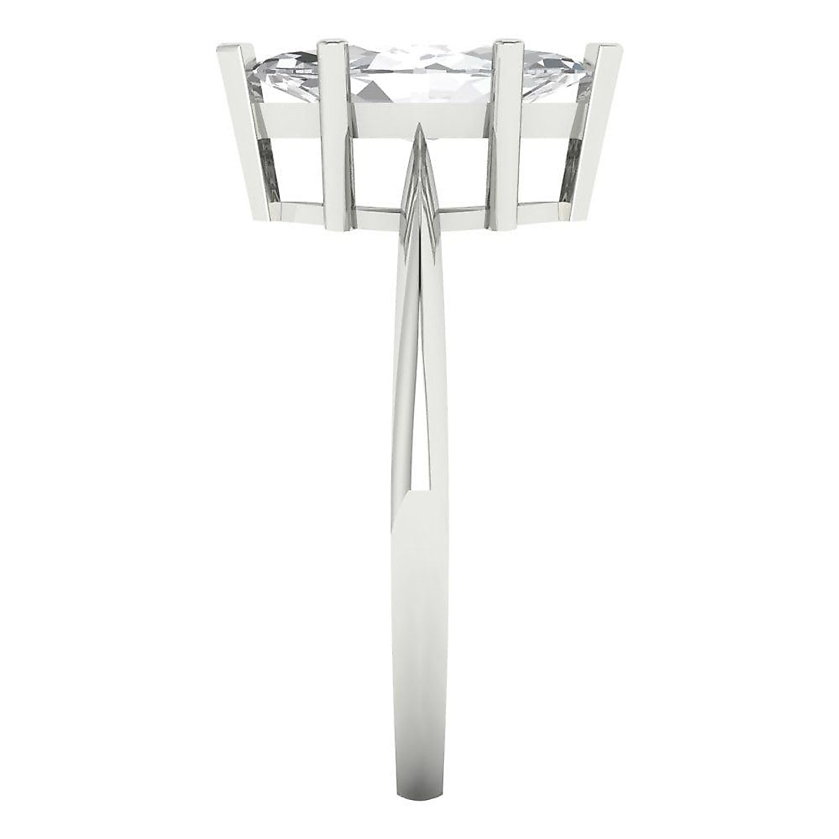 Clara Pucci 1.50 ct Marquise Cut Solitaire Genuine Lab Created White Sapphire Wedding Bridal Designer Engagement Ring 14k White Gold 3.5