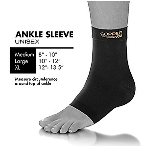 Copper Fit Original Recovery Ankle Sleeve, Black with Copper Trim, Medium, Packaging May Vary
