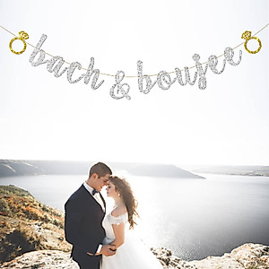 INNORU Bach & Boujee Banner, Bridal Shower, Engagement Party Decorations, Boujee Bride Banner, Wedding Bachelorette Party Decorations, Silver Glitter