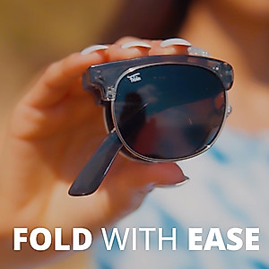 Foldies Browline Folding Sunglasses Polarized, UV400, UVA, UVB Protection for Men Women, Folding Sunglasses Leather Case